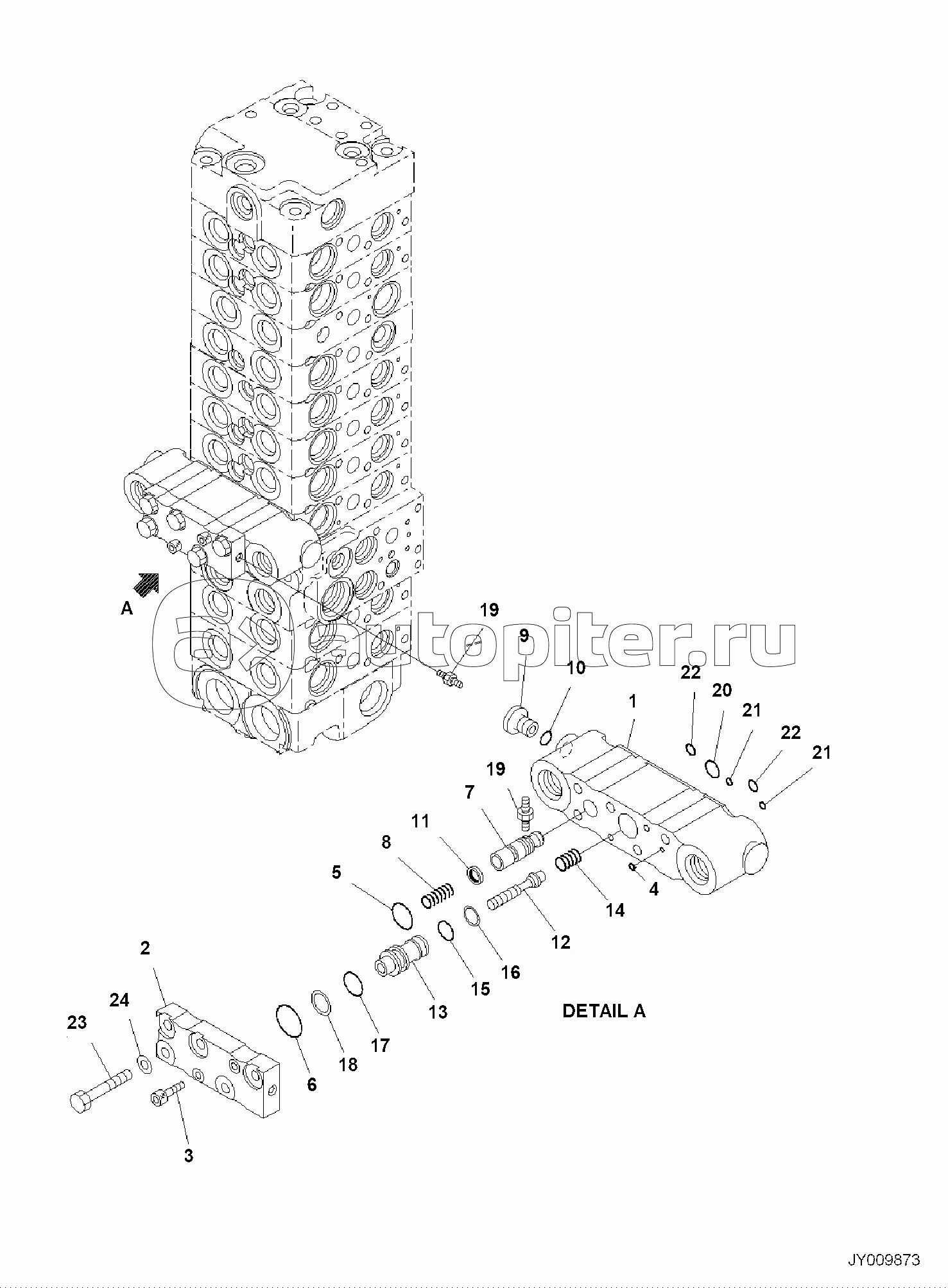 MAIN CONTROL VALVE, FOR PROPORTIONAL CONTROL LEVER, 2-ADDITIONAL ...
